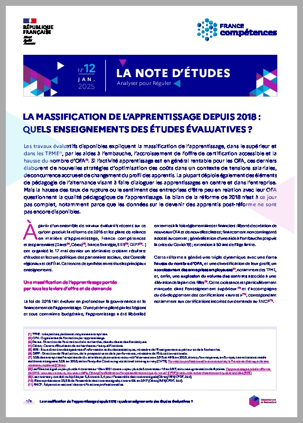 La massification de l'apprentissage depuis 2018 : quels enseignements ...